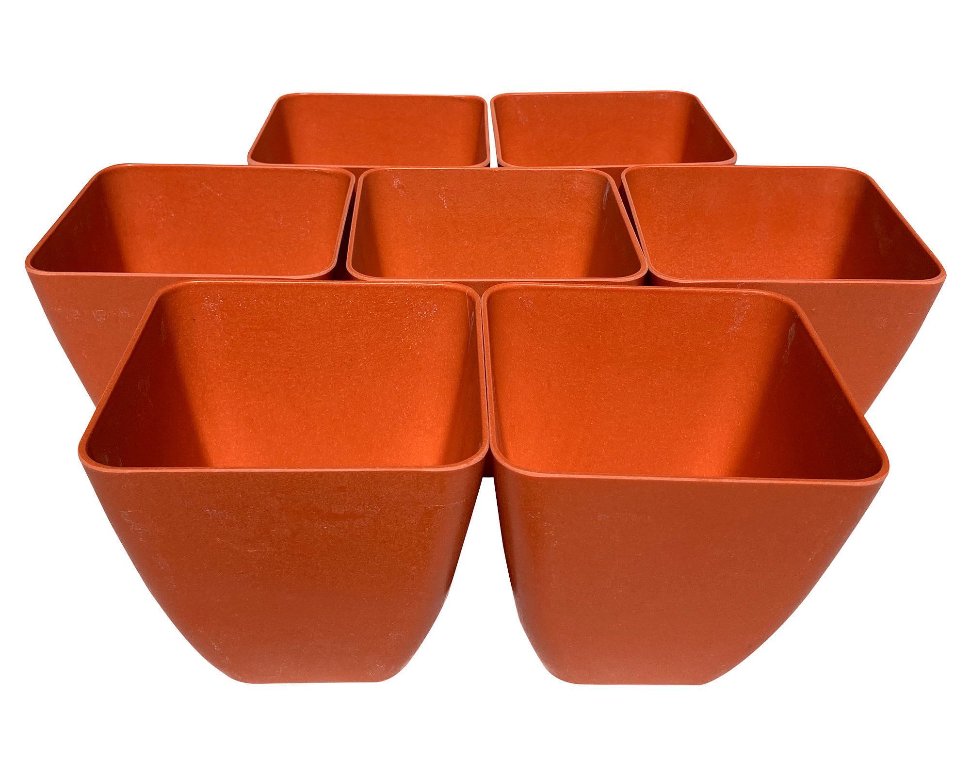 Set 7 maceteros Bio Cuadrado naranjo 12.4x13.3x13.3 cm | Easy.cl