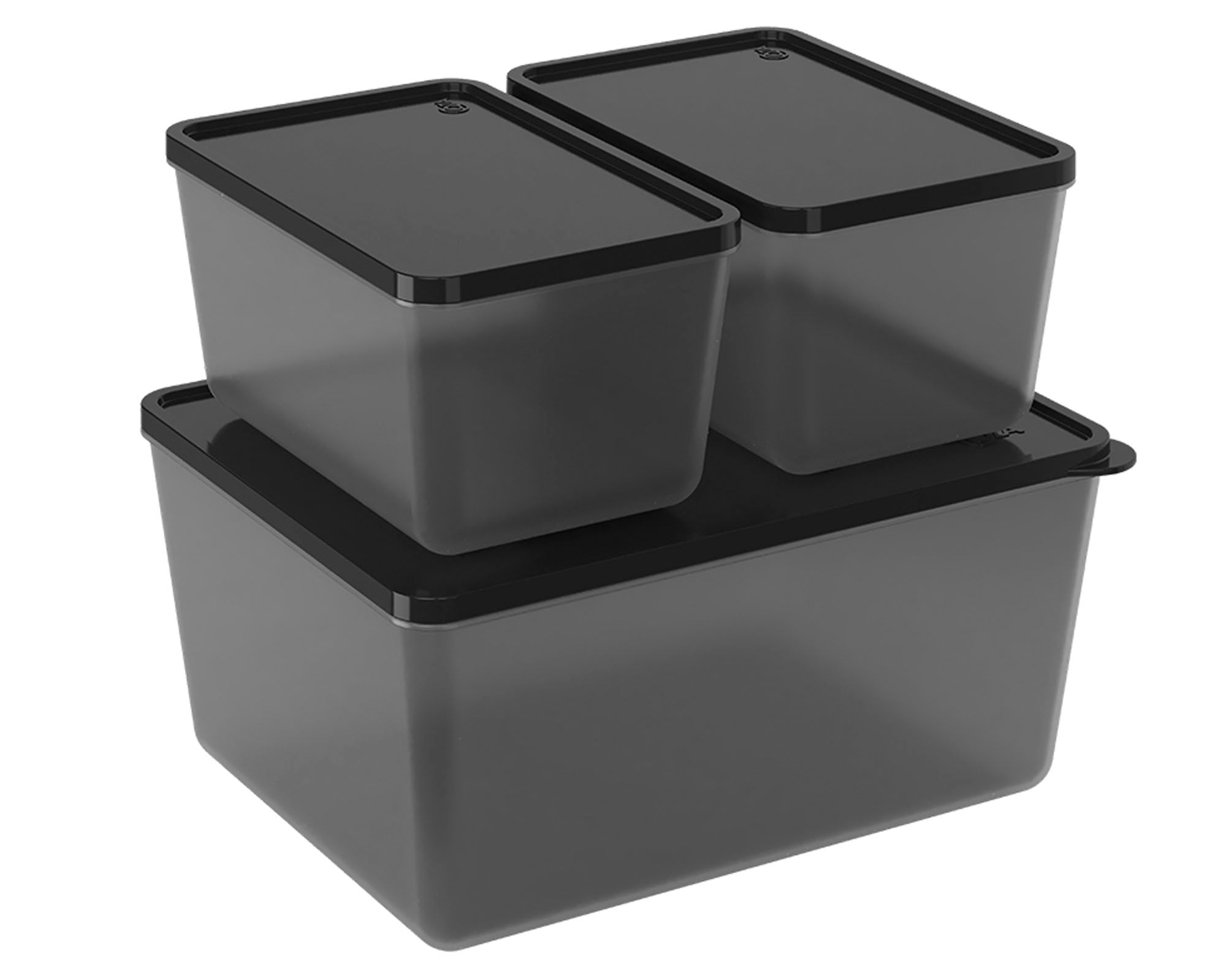 Pote hermético 3 unidades Basic negro | Easy.cl