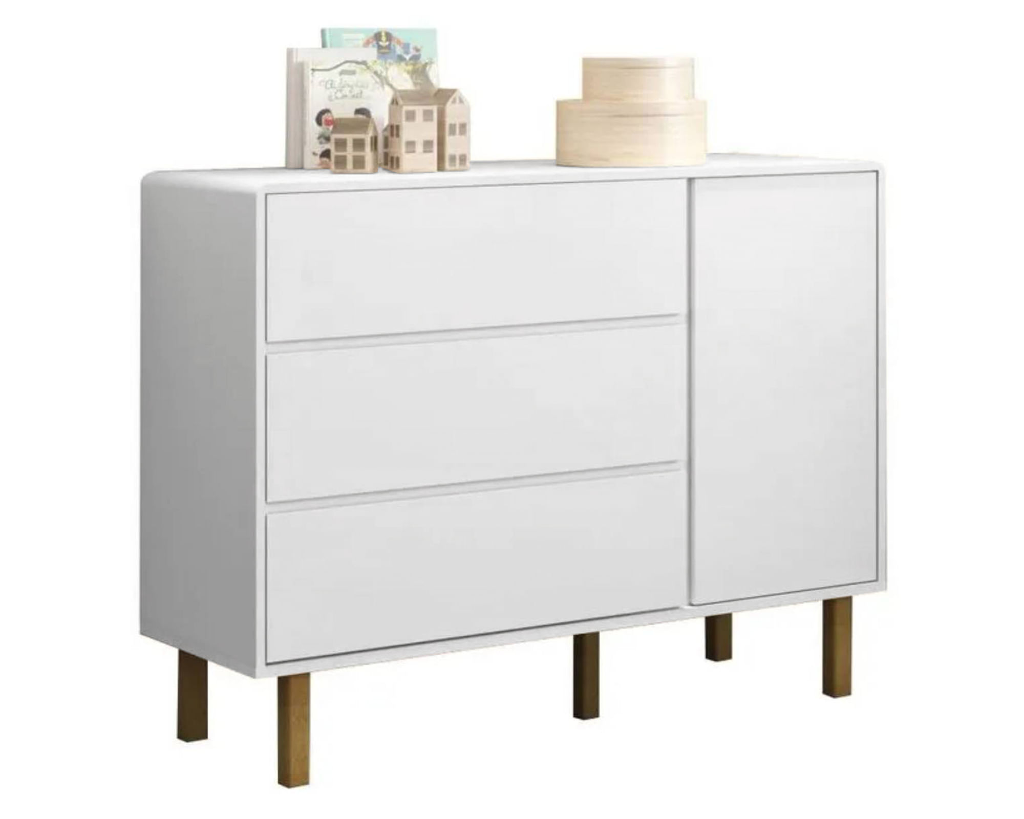 Cómoda Olivia blanco 3 cajones 1 puerta | Easy.cl