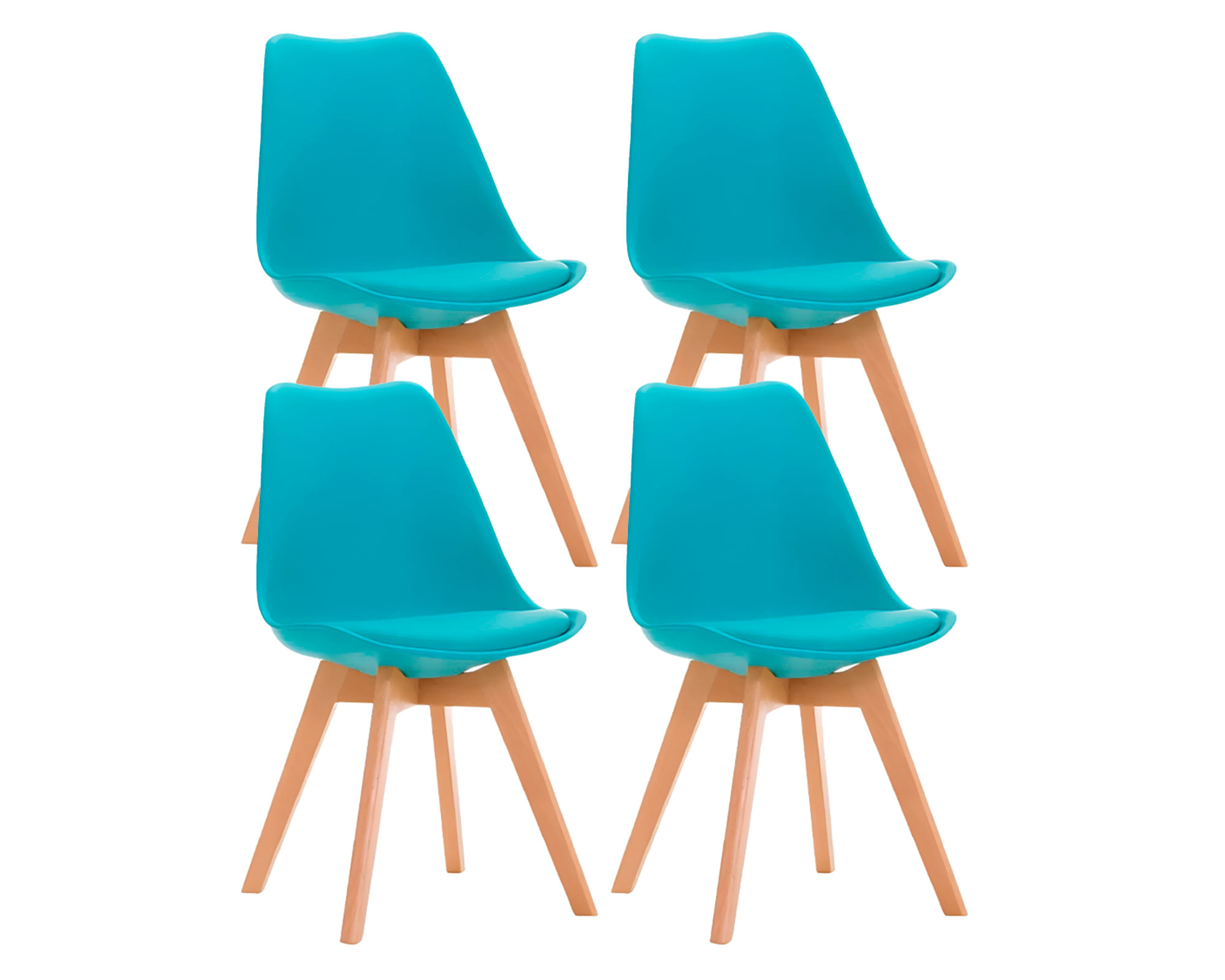 Pack 4 sillas Tulip turquesa 80x48x48 cm | Easy.cl