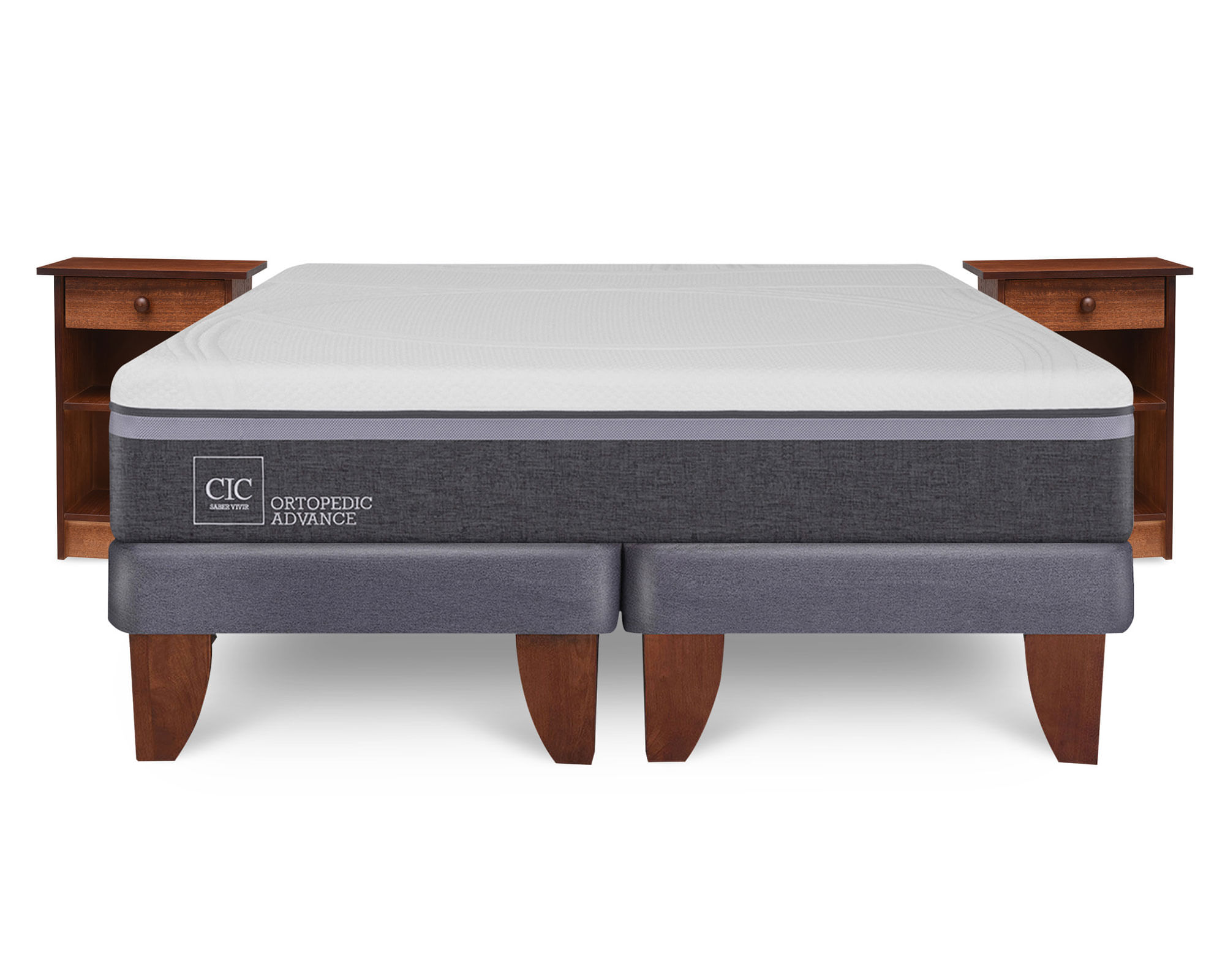 Cama europea 2 plazas Ortopedic advance base dividida + veladores New ...