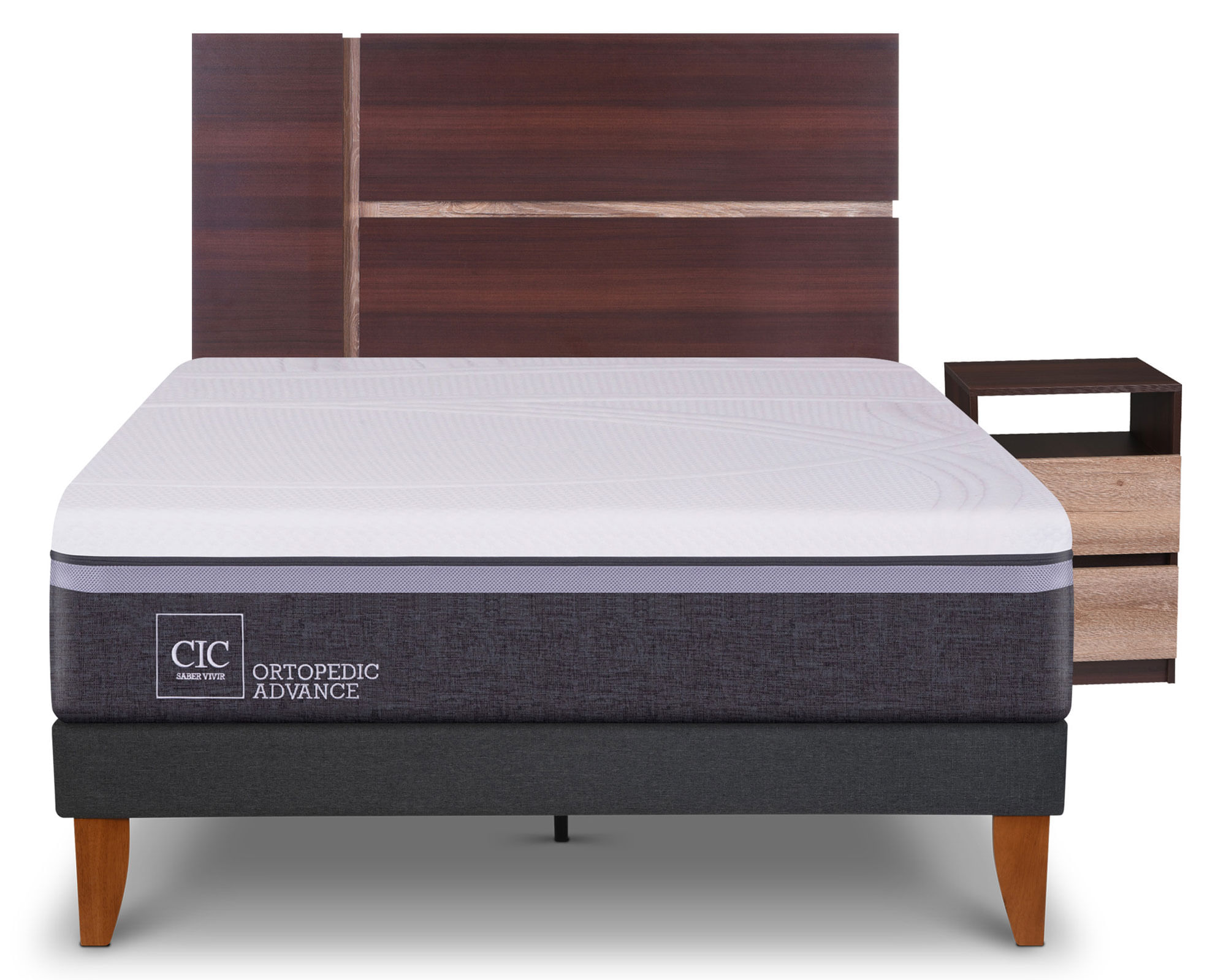 Cama europea Curve Ortopedic Advance 1.5 plazas Enio + respaldo ...