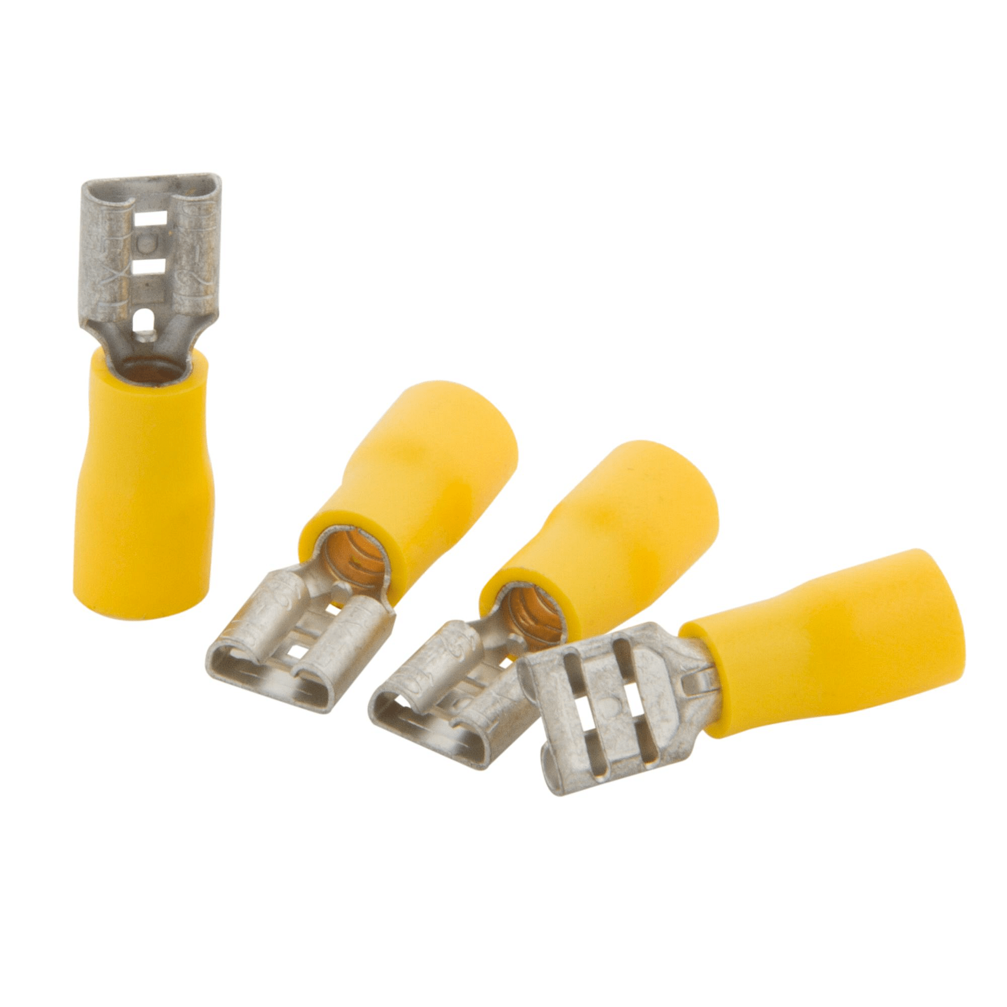 Terminal aislado hembra tipo paleta 6,9 mm amarillo Mec | Easy.cl