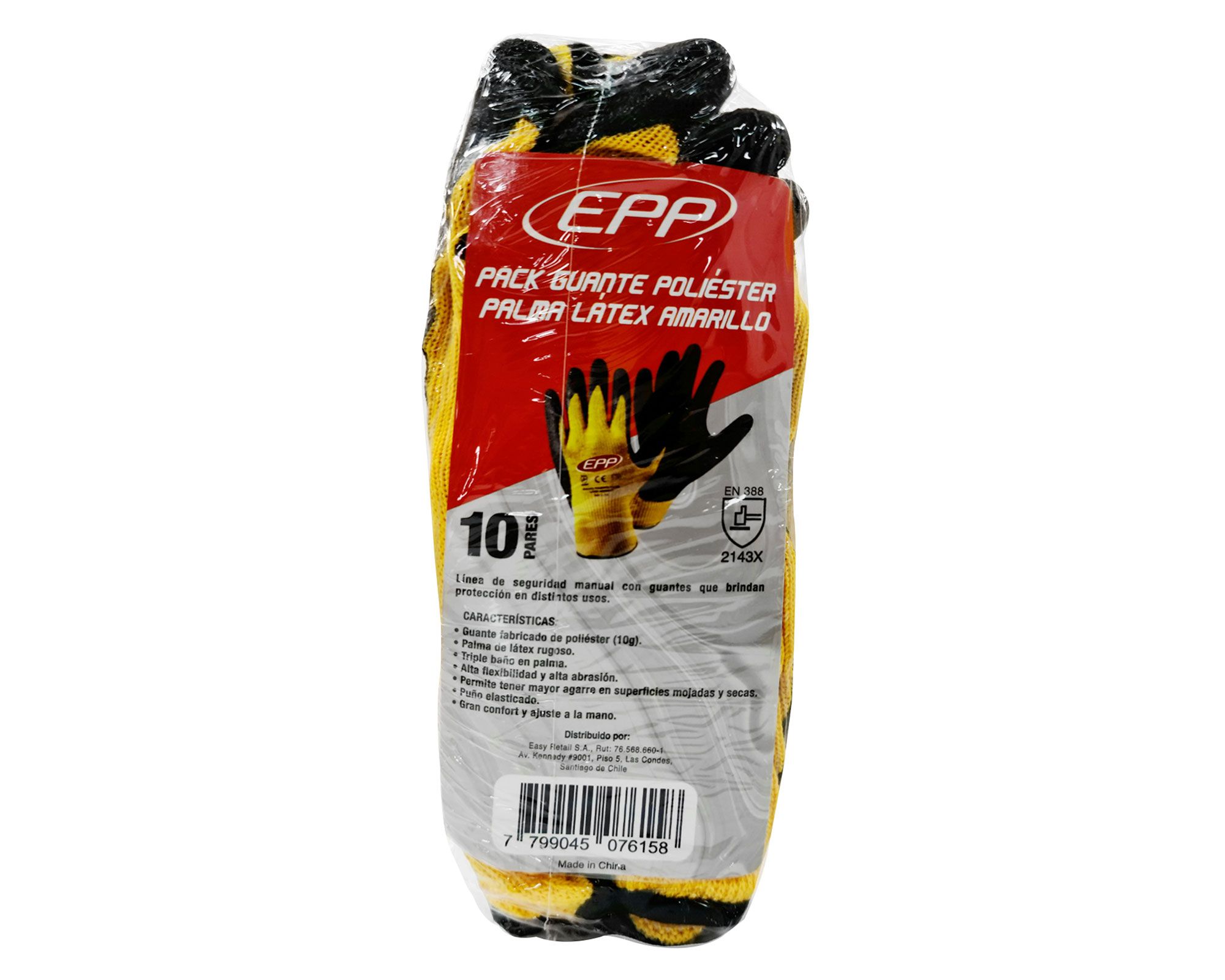 Guante poliéster/látex amarillo/negro 10 pares EPP