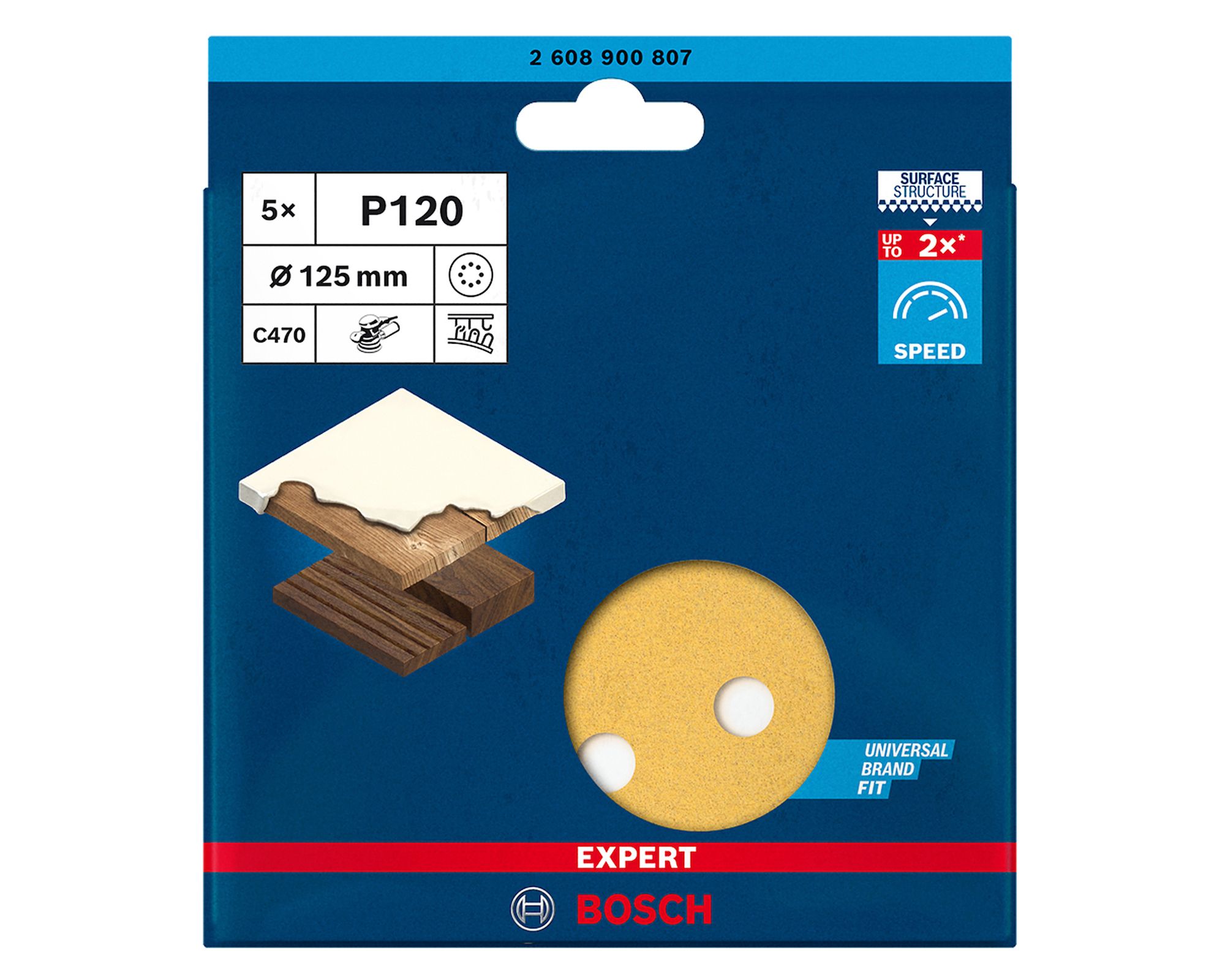 Disco de lija 125 mm Expert C470 grano 120 pack 5 unidades | Easy.cl