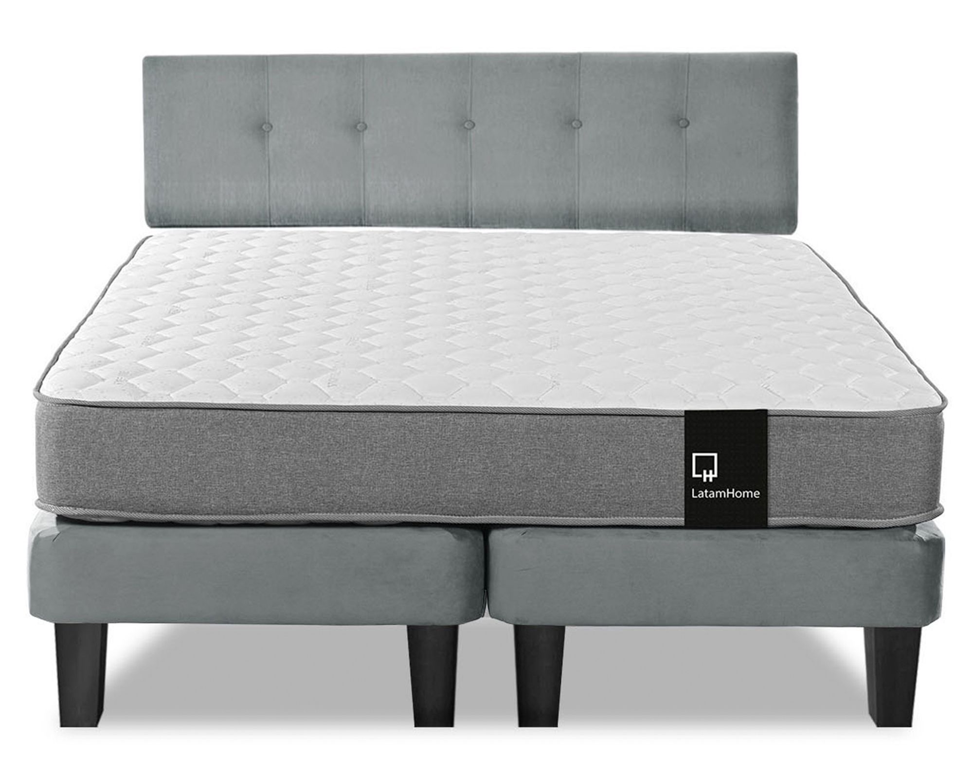 Estructura De Cama Zen Cama Matrimonial Con Cabecera Y Base Gris En
