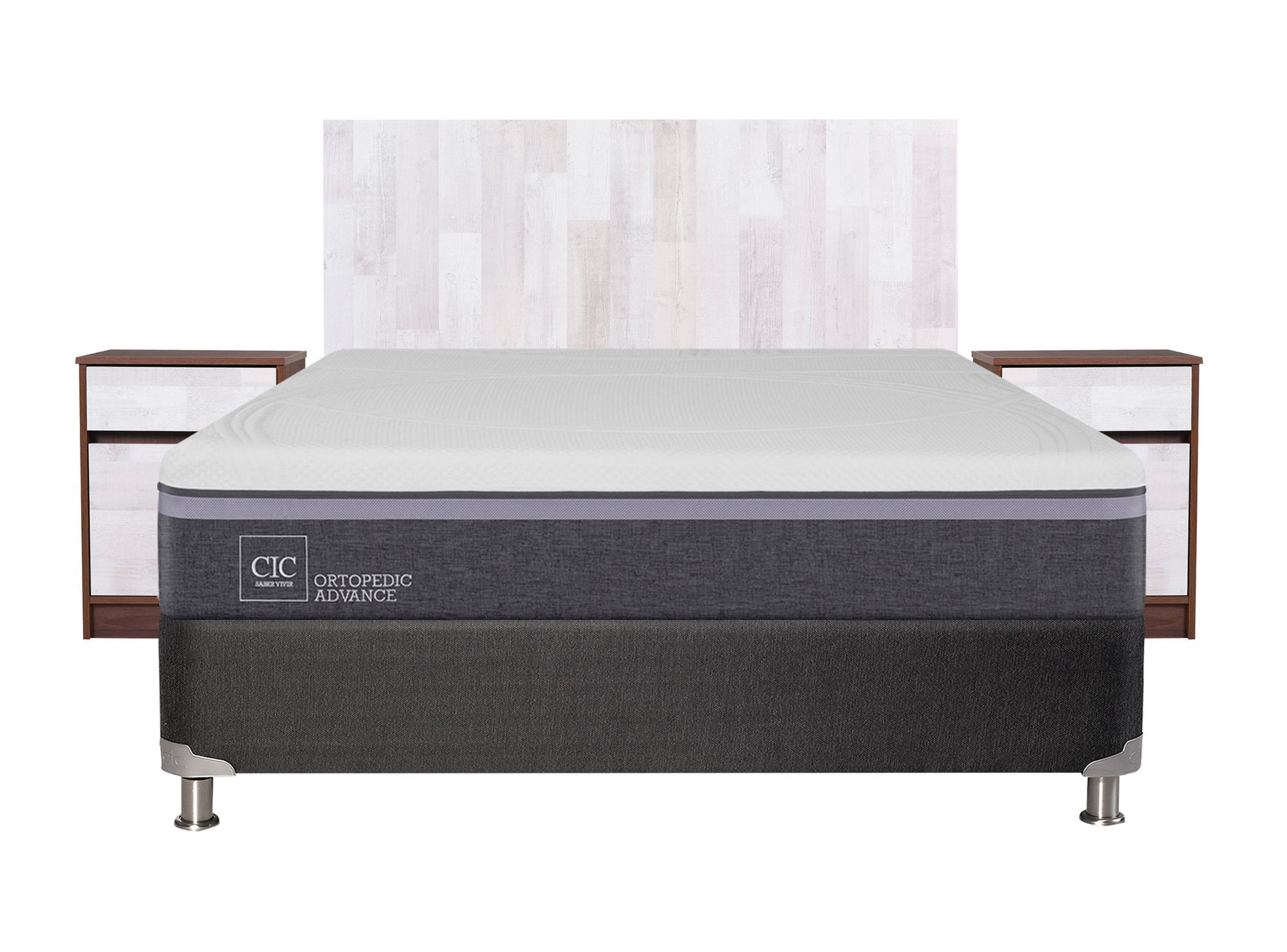 Box spring 2 plazas Ortopedic advance + set Legno Cic | Easy.cl