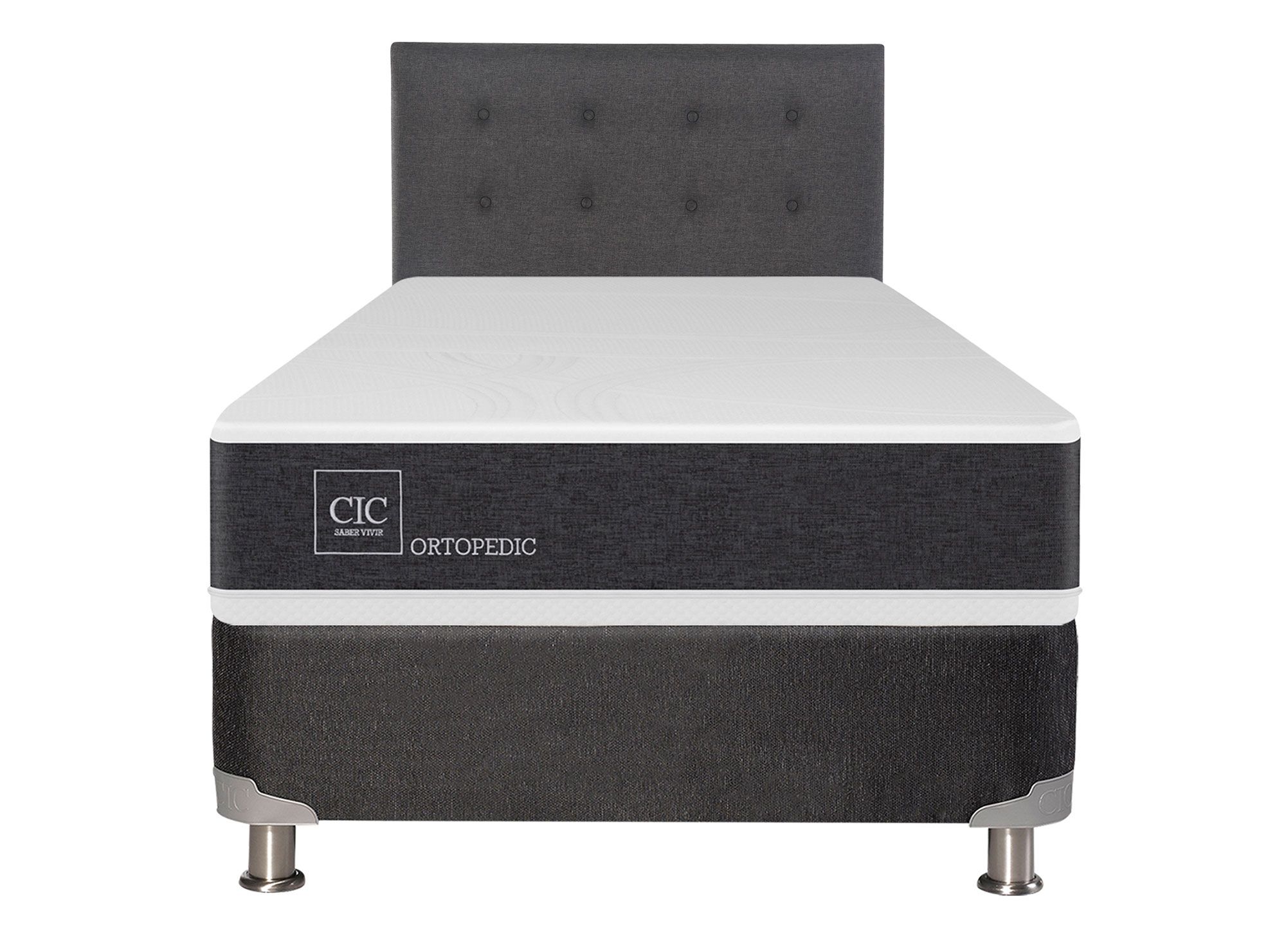 Box spring 1,5 plazas Ortopedic + respaldo Éufrates Cic | Easy.cl