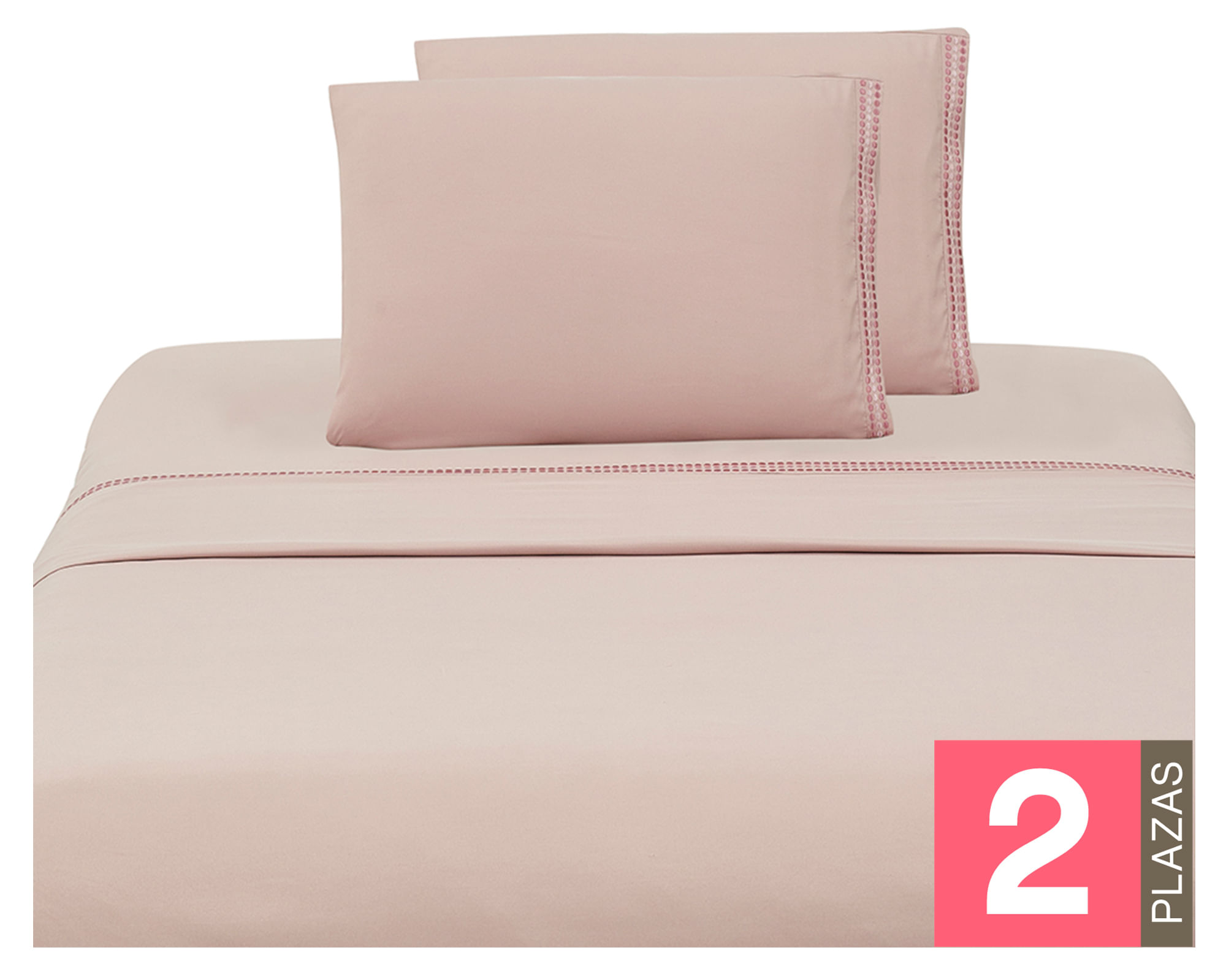 Juego de sábanas 2 plazas microfibra Bordada rosa | Easy.cl