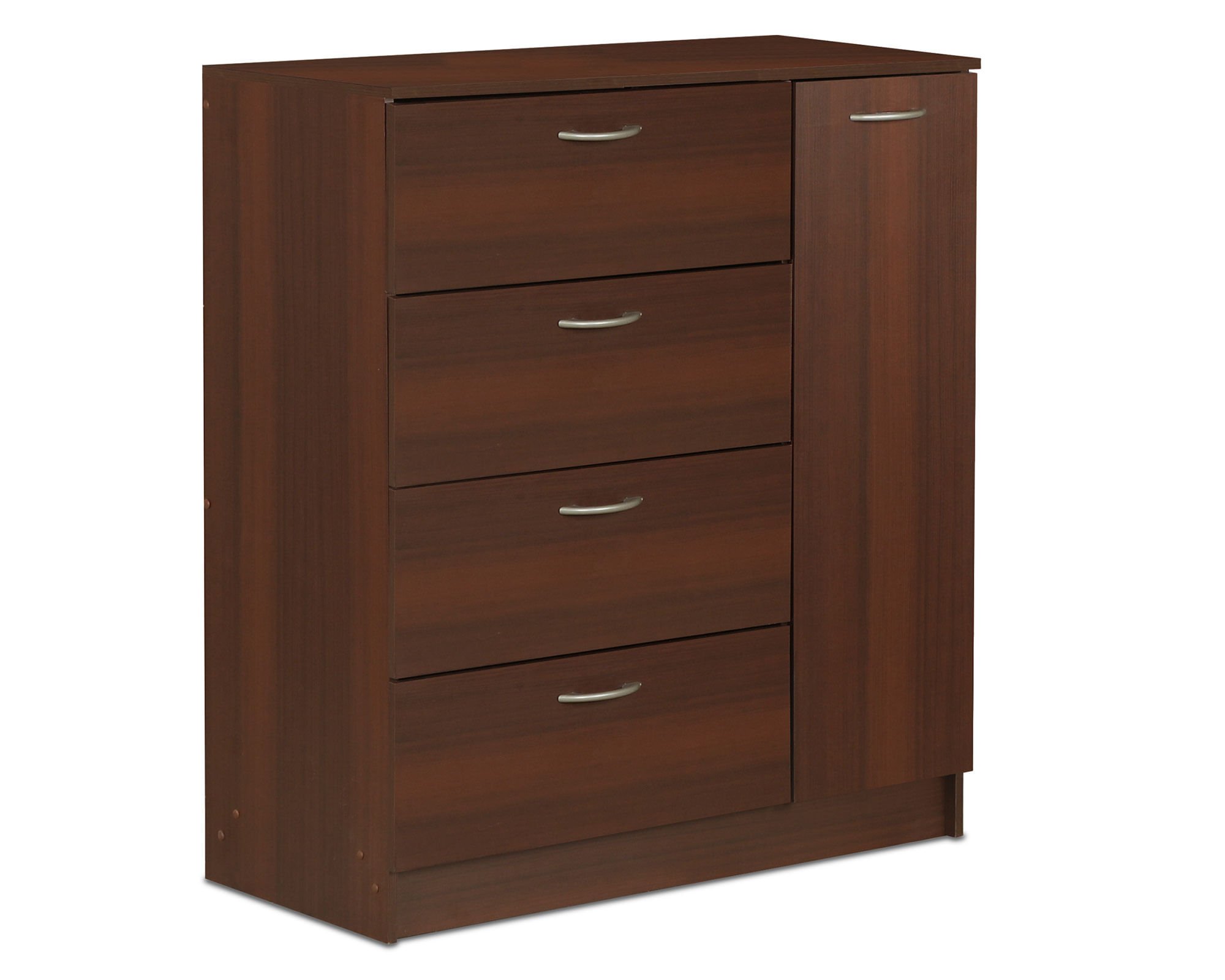 Cómoda 4 cajones 1 puerta chocolate 97x86x40 cm | Easy.cl