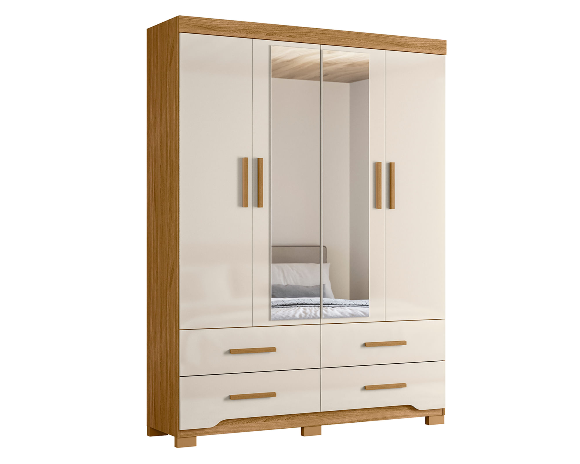 Clóset 4 puertas 6 cajones Capri café/blanco 212x160x47 cm | Easy.cl