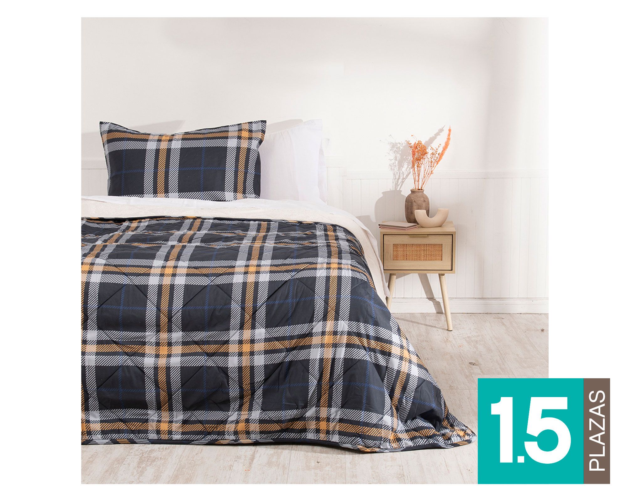 Plumón MF Tartán azul 1.5 plazas | Easy.cl