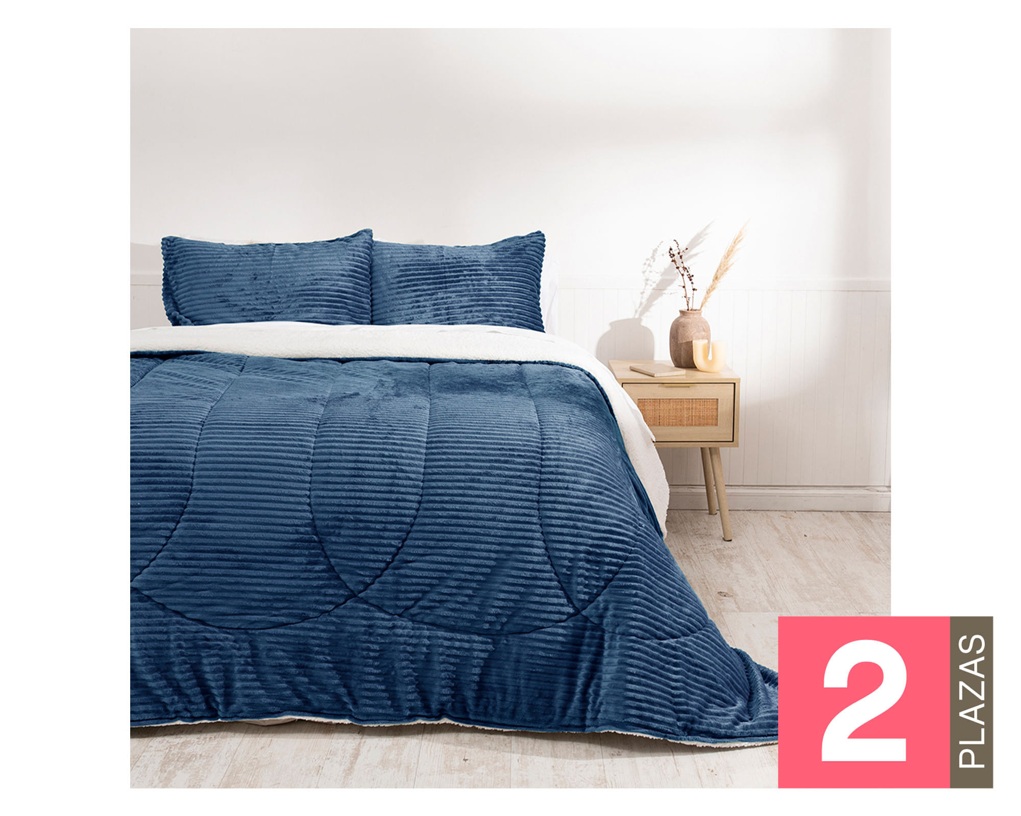 Plumón Corduroy sherpa azul 2 plazas | Easy.cl