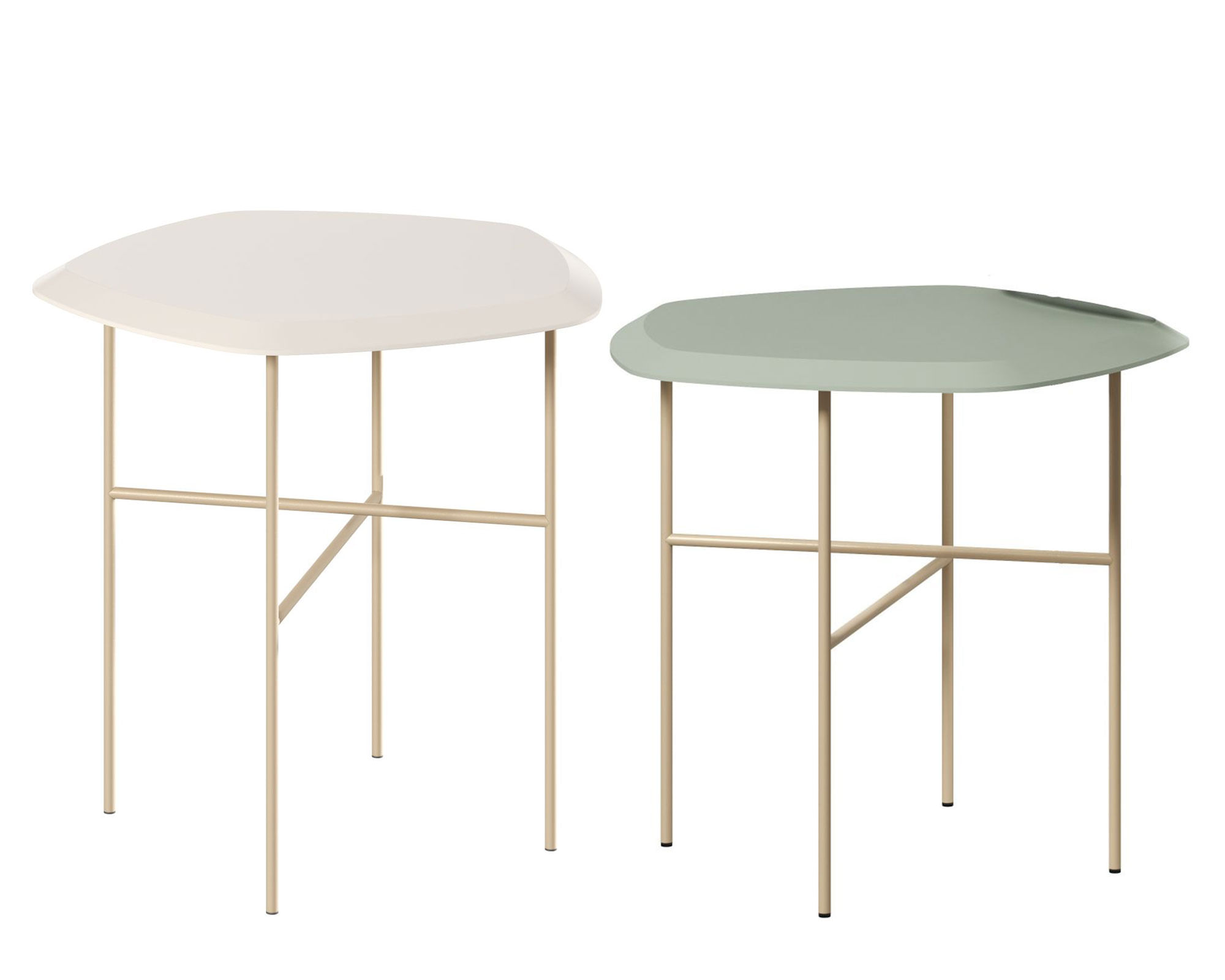 Mesa lateral irregular Geo Dúo 55.2x50x50 cm blanco/verde | Easy.cl